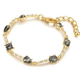 Lulu & Jane LULU & JANE Gliederarmband &raquo;AV117&laquo; mit Glas gelbgold + schwarz none Extravagantes Damen-Armband