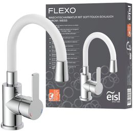 EISL&reg; EISL Waschtischarmatur &raquo;Flexo&laquo; energiesparender Wasserhahn, Mischbatterie Waschbecken, in Wei&szlig;/Chrom chromfarben