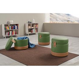 Egoitaliano Hocker &raquo;Tonder, Designhocker als Blickfang mit tollen Details&laquo; 1 Stk. tlg. inkl. Stauraum gr&uuml;n Leder CAREZZA (echtes Rindsleder) ist ein Naturleder, 