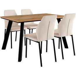 OTTO HOME Essgruppe »Genf Tischgruppe, Esstisch plus 4 Stühle« Set, Otto's DAUERTIEFPREIS, 5 Stk. tlg. Küchentisch, 4 Stühle, moderne Tischplatte...