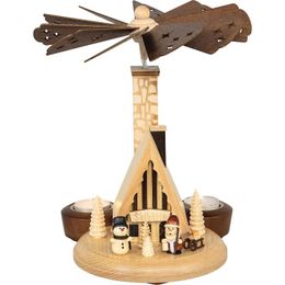 SAICO Original Weihnachtspyramide &raquo;Tischpyramide und R&auml;ucherhaus, Schneemann und Weihnachtsmann&laquo; f&uuml;r 2 Teelichte, Hx&Oslash;: 23x26x23 cm Holz teilmassiv, 