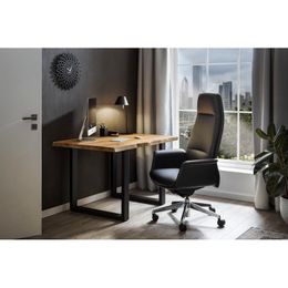 Salesfever Schreibtisch »Villach Arbeitsplatz« echte Baumkante, Home office Laptoptisch Natur/Schwarz + Schwarz + Natur