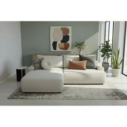 Trendmanufaktur Ecksofa »Fordon, Schlafsofa mit Bettkasten, Couch in L-Form, Breite 250 cm« in Struktur LUMOS, 3D-Effekt, sandgrau, Recamiere links...