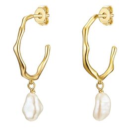 Lulu & Jane LULU & JANE Paar Creolen &raquo;Set: AV204&laquo; gelbgold 28,4 Zauberhafte Damen-Ohrcreolen mit Perle