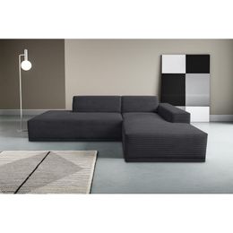 WERK2 Ecksofa »Apollo, hoher Sitzkomfort, aktuelles Design, Breite 264cm, L-Form« Puristisches Design mit maximalem Komfort anthrazit
