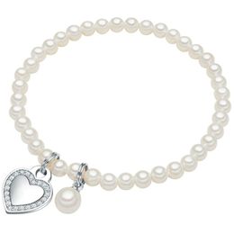 Lulu & Jane LULU & JANE Perlenarmband »LJ315« Messing weiß none Perlen-Armband mit Herz-Anhänger