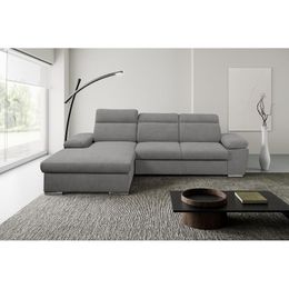 WERK2 Ecksofa »Palma modernes Schlafsofa mit Bettkasten, L-Form, B/T 282/185 cm« Kopfteile verstellbar hellgrau