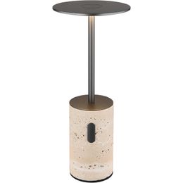 Globo LIGHTING LED Tischleuchte &raquo;TRAVERTIN&laquo; LED-Modul 1 Stk. Warmwei&szlig; Travertinstein Sockel grau