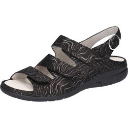 Waldl&auml;ufer WALDL&Auml;UFER Riemchensandale &raquo;GUNNA&laquo;, Sommerschuh, Sandalette, Keilabsatz, in Metallic-Optik, G-Weite schwarz 7 (40,5) 7 (40,5) Klettverschl&uuml;sse...