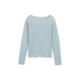 Tom Tailor Denim Damen Strickpullover mit U-Boot-Ausschnitt, blau, Meliert, Gr. L