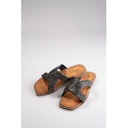 Pantolette ANISTON SHOES, Damen, Gr. 36, schwarz, Textil, Schuhe Pantolette, Flat, Sommerschuh, Strandschuh, Glitzersteine - NEUE KOLLEKTION, Topseller
