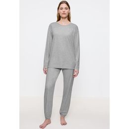 Triumph Schlafanzug »Endless Comfort PK 01 LSL« 2 Stk. tlg., weich und gemütlich DARK GREY MELANGE 48 48 Langarm-Pyjama-Set §§Modernes Oberteil mit...