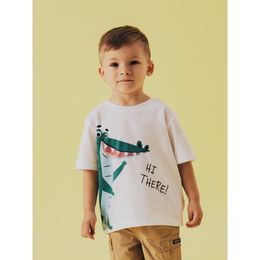 name it T-Shirt »NMMHELGE SS NREG TOP PB« Lucent White 104 104 Kurzarm-Design, ideal für warme Tage oder als Basisschicht