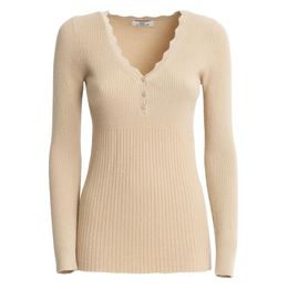 Influencer Pullover Damen Gr&ouml;&szlig;e L cappuccino / schwarz / wei&szlig;