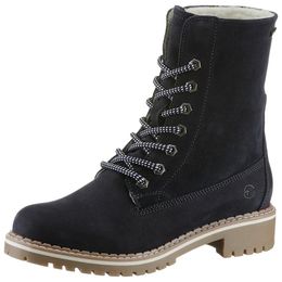 Tamaris Winterboots, Blockabsatz, Winterstiefelette, Schn&uuml;rboots mit DUO-TEX-Ausstattung navy 42 42 Robuster Winterboots mit Logopr&auml;gung und...