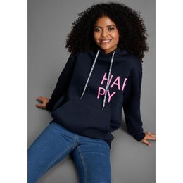 Laura Scott Hoodie, Kapuze, Rundum-Prints und K&auml;ngurutasche f&uuml;r l&auml;ssige Looks Navy blue, multicolored prints 40/42 40/42 Hoodie mit auff&auml;lligem...