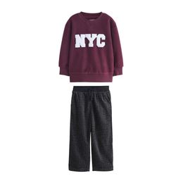 next Schlafanzug Jungen Gr&ouml;&szlig;e 176 grau / burgunder / schwarz / wei&szlig;