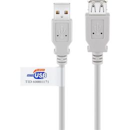 goobay USB 2.0 Hi-Speed Verl&auml;ngerungskabel mit USB Zertifikat, Grau, 3 m