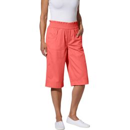 Damen Jeansbermudas mit gesmoktem Dehnbund grapefruit, Gr&ouml;&szlig;e 46