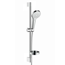 Hansgrohe Croma Select S Brausegarnitur mit Stange und Ablage, 3 Strahlarten, 26566400,