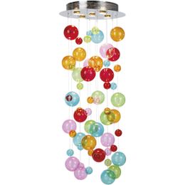 Näve NÄVE LED Pendelleuchte "Explosion", bunt, 5, Ø 45cm H: 124cm, 1 Stk., Leuchten, kleine und große bunte Glaskugeln, inkl. GU10 Leuchtmittel warmweiß