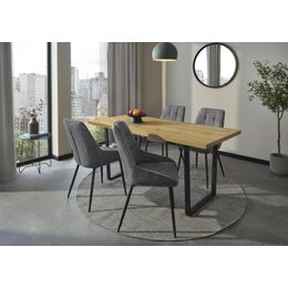 Jockenhöfer Essgruppe JOCKENHÖFER GRUPPE "ROGER, Sitzgruppe, Tisch, 4 Stühle", tisch wildeiche, stühle anthrazit,, Tisch Wildeiche, Stühle anthrazit, Sitzmöbel-Sets, Tischplatte Wildeiche, U-Gestell, Stühle mit Webstoff