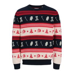 Jack & Jones JACK & JONES Sweater 'JJXmas Noel' male size L Dark blue / Red / White