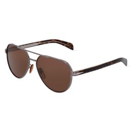 David Beckham DB 1121/G/S | Herren-Sonnenbrille | Fassung: Vollrand, Pilot, Metall, Silber Havanna | Glasfarbe: Blaugrau