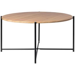 Mid.you Couchtisch, Schwarz, Eiche, Holz, Metall, Holzwerkstoff, Walnuss, furniert, rund, Rundrohr, 40 cm, Wohnzimmer, Wohnzimmertische, Couchtische