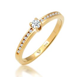 Elli Ringe - Ring Verlobungsring Diamant (0.18 ct.) 585 Gelbgol - Gr. 58 MM - in Gold - f&uuml;r Damen