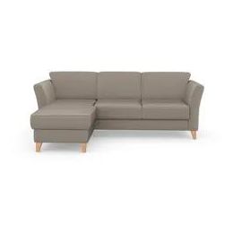 Sit & More Ecksofa SIT & MORE "Visby L-Form", braun (latte), B:248cm H:87cm T:162cm, Sofas, Ecksofa, Wahlweise mit Bettfunktion und Bettkasten, frei im Raum stellbar