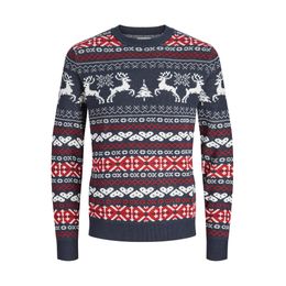 Jack & Jones Jack & Jones Pullover 'JJXMAS FROSTY' Herren Gr&ouml;&szlig;e XXL nachtblau / rot / wei&szlig;