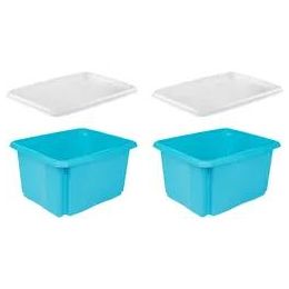 Organizer keeeper "emil", blau, B:34,5cm H:22cm, Polypropylen, Aufbewahrungsboxen, Aufbewahrungsbox, 24 L, mit Deckel, hochwertiger Kunststoff