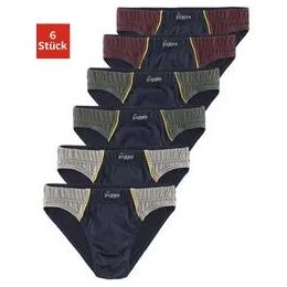 Slip Le Jogger, Herren, Gr. 9, 6 Stk., blau (marine, grau), Jersey, Obermaterial: 100% Baumwolle, unifarben, k&ouml;rpernah, Unterhosen Slip, mit kontrastfarbenen Highlights