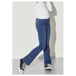 Schlagjeans KIDS Only "KONROYAL", M&auml;dchen, Gr. 152, N-Gr, blau (medium, blau, denim), Denim/Jeans, Obermaterial: 69% Baumwolle, 29% Polyester, 2% Elasthan, unifarben, skinny fit lang, Jeans