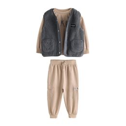 Baker By Ted Baker Set: Jogginganzug und Weste Jungen Gr&ouml;&szlig;e 80 taupe / stone / dunkelgrau