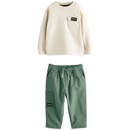 Baker By Ted Baker Set: Sweatshirt und Hose Jungen Gr&ouml;&szlig;e 74 ecru / gr&uuml;n