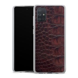 DeinDesign Galaxy A71 Handy Silikon H&uuml;lle Case transparent Handyh&uuml;lle Leather Crocodile Animal Print Silikon Case