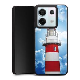 DeinDesign Xiaomi Redmi Note 13 Pro 5G Handy Premium Silikon Hülle Handyhülle schwarz Case Lighthouse Cloud Sky Silikon Premium Case