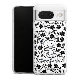 DeinDesign Google Pixel 8 Handy Silikon H&uuml;lle Case transparent Handyh&uuml;lle Peanuts Flowers Snoopy Silikon Case