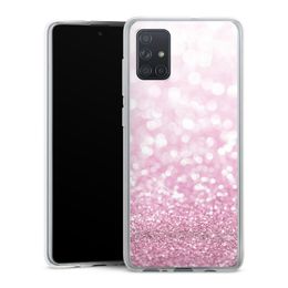 DeinDesign Galaxy A71 Handy Silikon Hülle Case transparent Handyhülle Glitzer Shine Pink Silikon Case