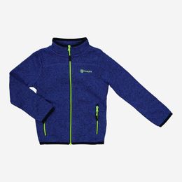Blaue gestrickte Sweatjacke mit Fleece-Futter