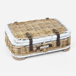 Happy-House Korb aus Rattan mit Kissen 61x41cm
