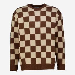 Brooklyn Supply Co. Braun-beigefarbener Pullover mit Karomuster