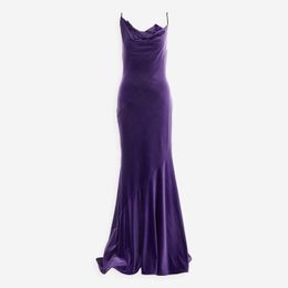 Philosophy Di Lorenzo Serafini Violettes glänzendes Maxikleid aus Samt