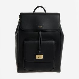 Schwarzer Rucksack aus Leder mit goldfarbenen Details