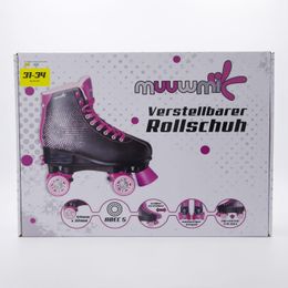 Muuwmi Schwarz-lilafarbene verstellbare Rollschuhe mit Fleecefutter