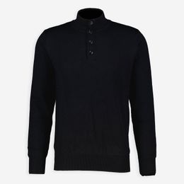 Schwarzes gestricktes Poloshirt