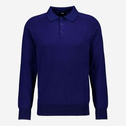 Blaues gestricktes Poloshirt