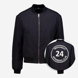 Schwarze Bomberjacke mit weißem Logo